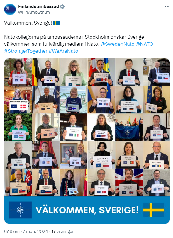 Finlands ambassad skickar hälsning – Senaste nytt om Sveriges Natomedlemskap | SVT Nyheter